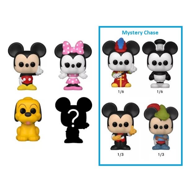 Funko Bitty POP! Disney - Mickey Mouse, Minnie Mouse (pink dress), Pluto & Chase Mystery 4-Pack ...